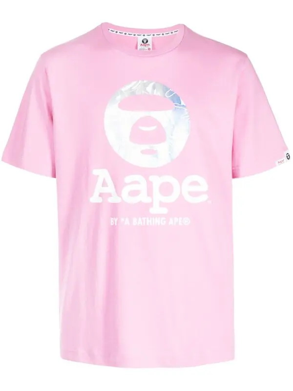 Aape By *A Bathing Ape® Logo-Print Cotton T-Shirt In Pink - 20