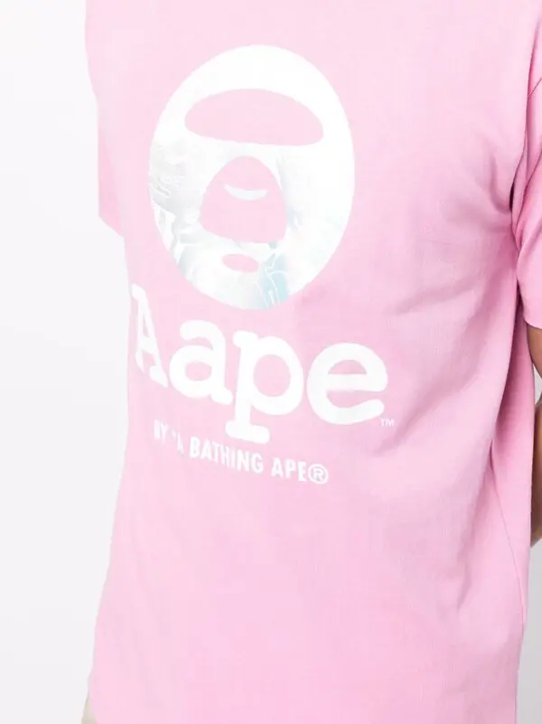 Aape By *A Bathing Ape® Logo-Print Cotton T-Shirt In Pink - 20