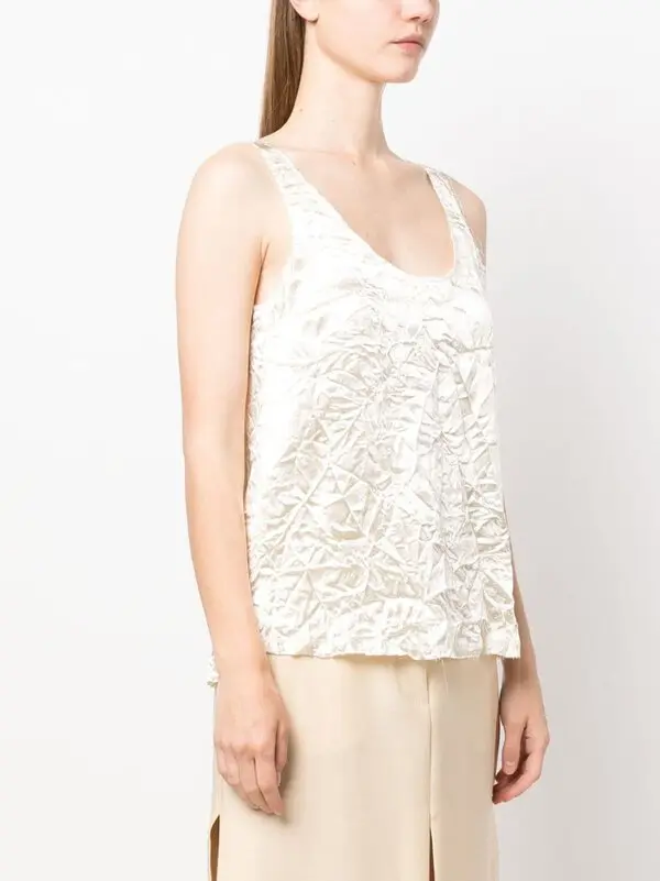 LANVIN V-back Crinkled-effect Top