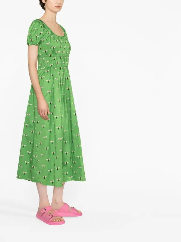Kate Spade New York Riviera Dragonfy-Print Midi Dress - Green | Editorialist