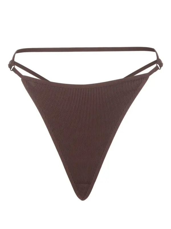 ANDREĀDAMO Strap-detailing Ribbed Thongs - Brown