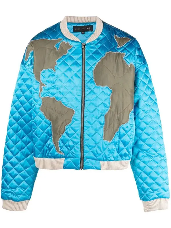 WHO DECIDES WAR BY EV BRAVADO Global Grid Bomber Jacket - Blue