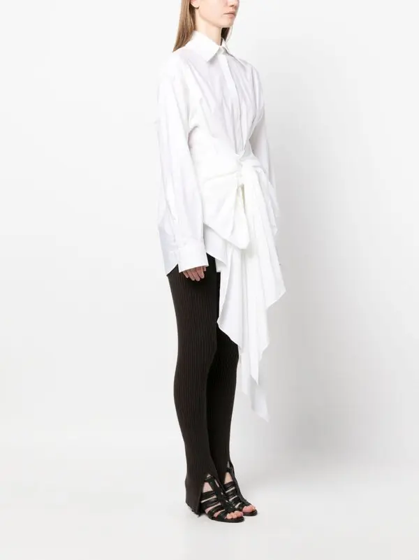 QUIRA Draped Cotton Shirt