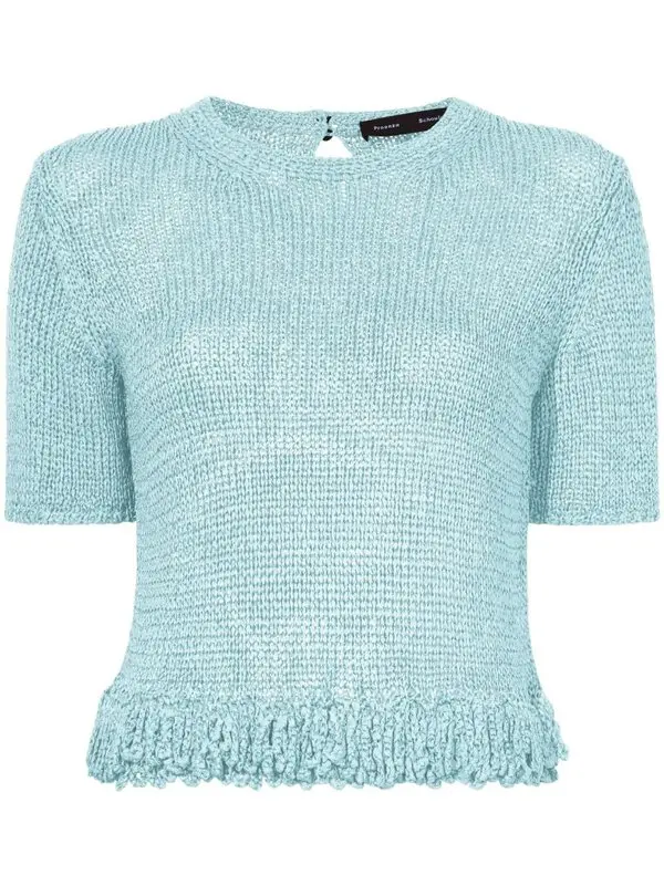 Proenza Schouler Ribbon Crochet Fringe Top
