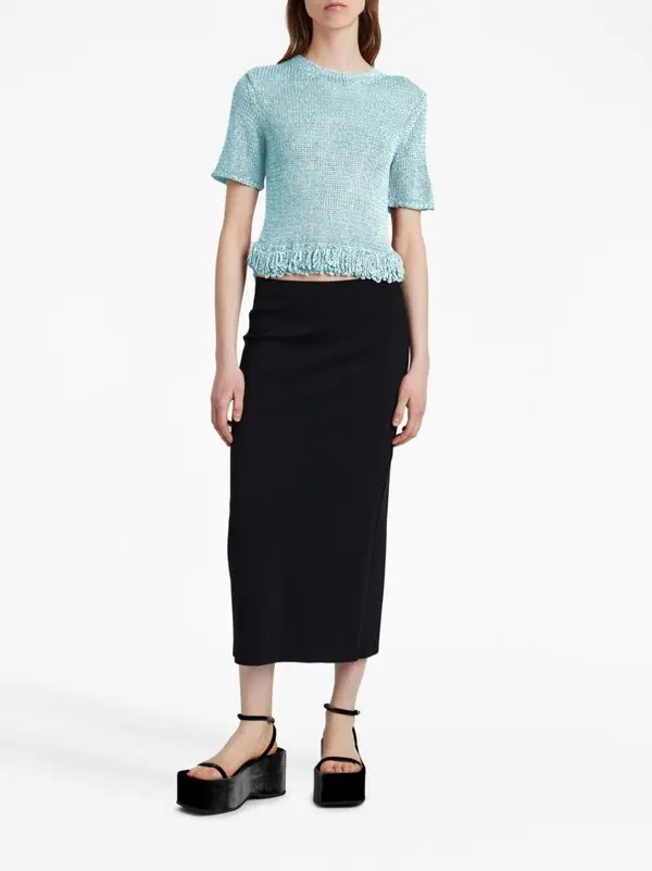 Proenza Schouler Ribbon Crochet Fringe Top