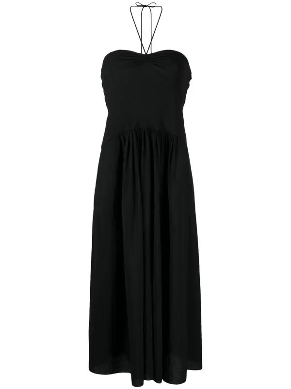 Vince Halterneck Pleated Midi Dress
