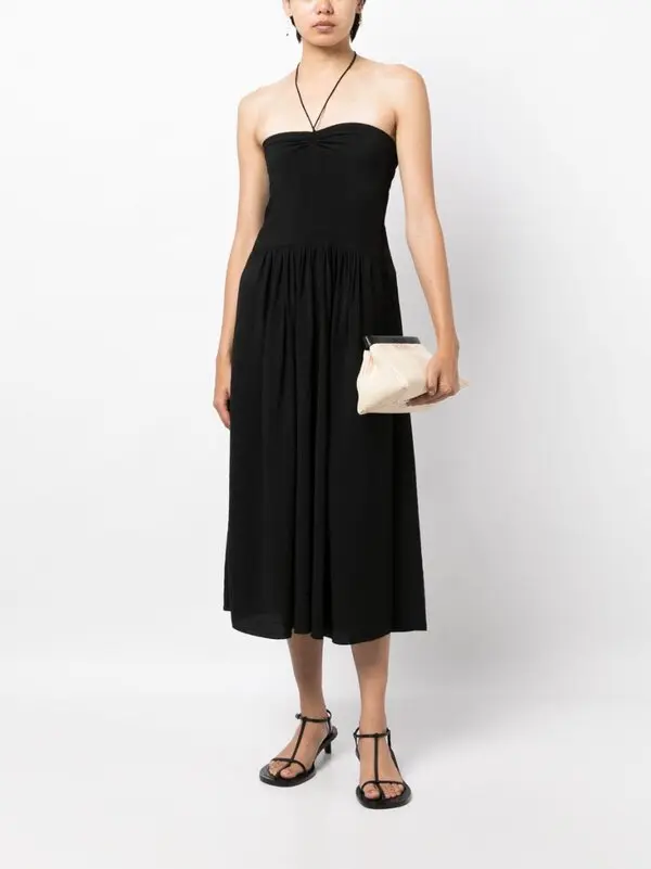 Vince Halterneck Pleated Midi Dress