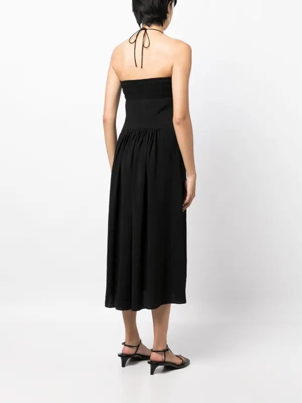 Vince Halterneck Pleated Midi Dress