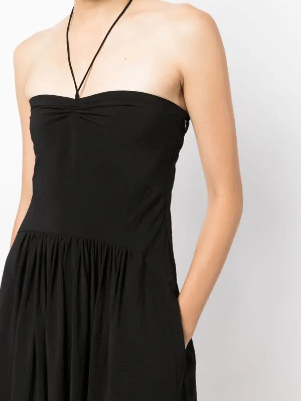 Vince Halterneck Pleated Midi Dress