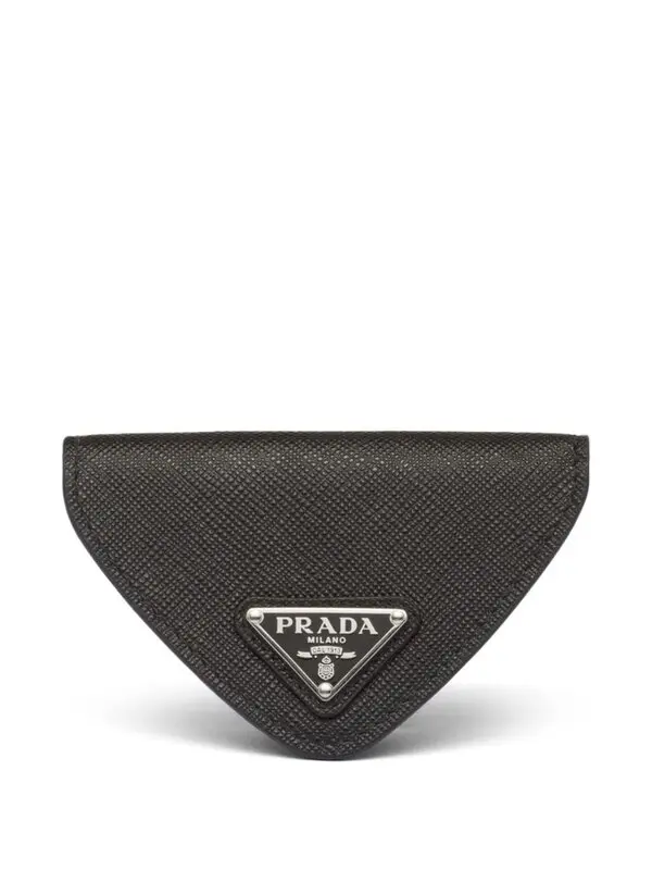 Prada Saffiano Logo-plaque Coin Wallet - Black
