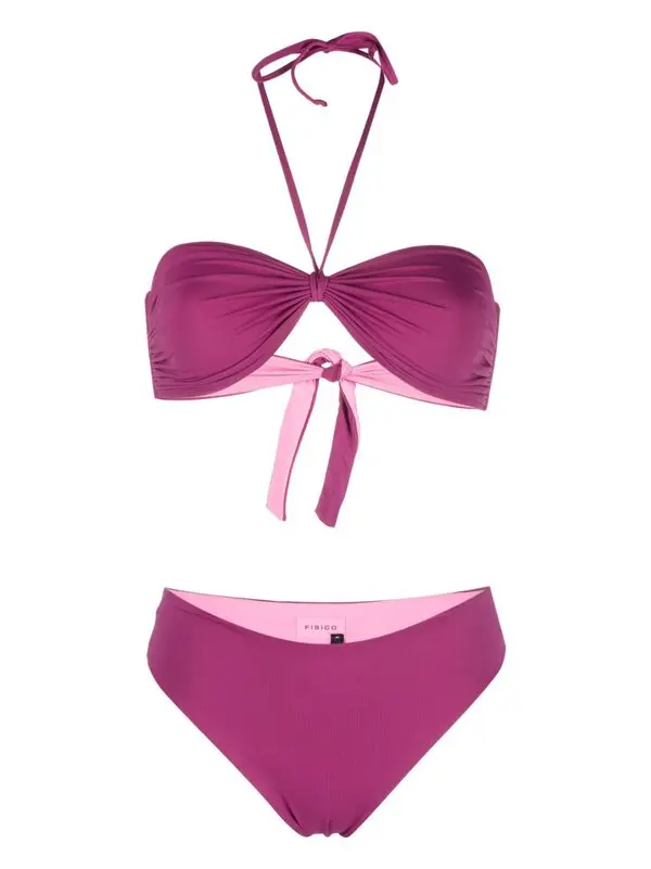 FISICO Ruched Bandeau Bikini Set - Purple