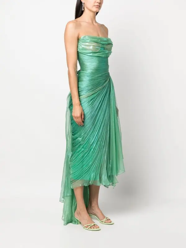 Maria Lucia Hohan Luise Draped Silk Gown In Green - 5% Off