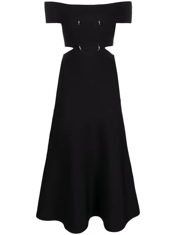 Alexander McQueen Off-shoulder Flared Midi Dress