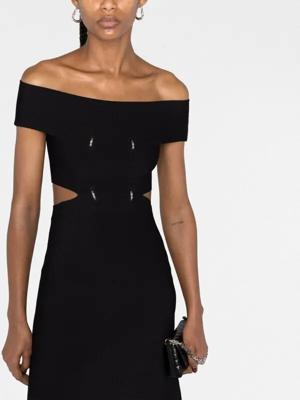 Alexander McQueen Off-shoulder Flared Midi Dress