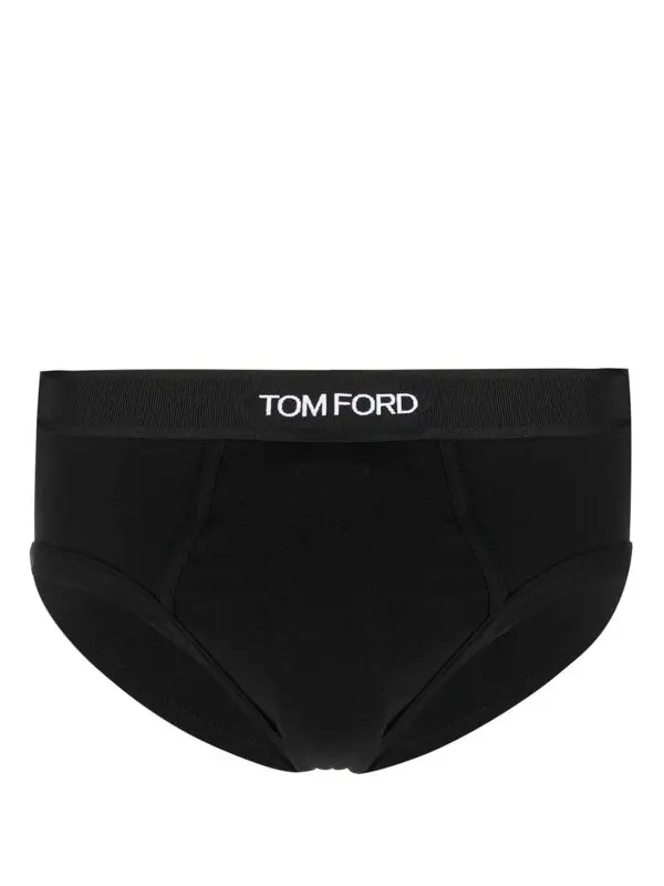 TOM FORD Logo-waist Cotton Briefs - Black