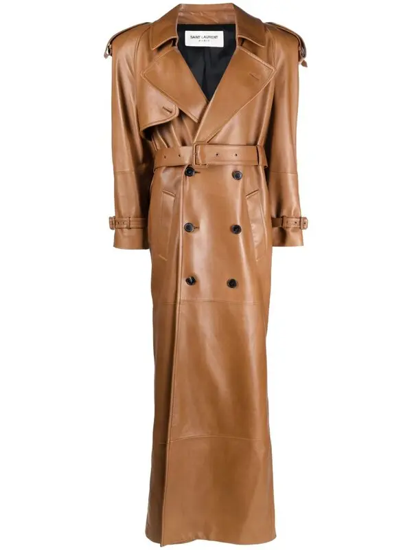 Saint Laurent Long Leather Trench Coat