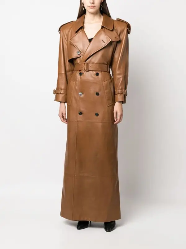 Saint Laurent Long Leather Trench Coat