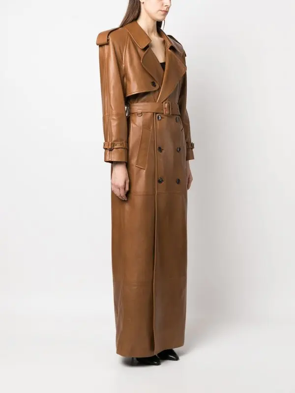 Saint Laurent Long Leather Trench Coat