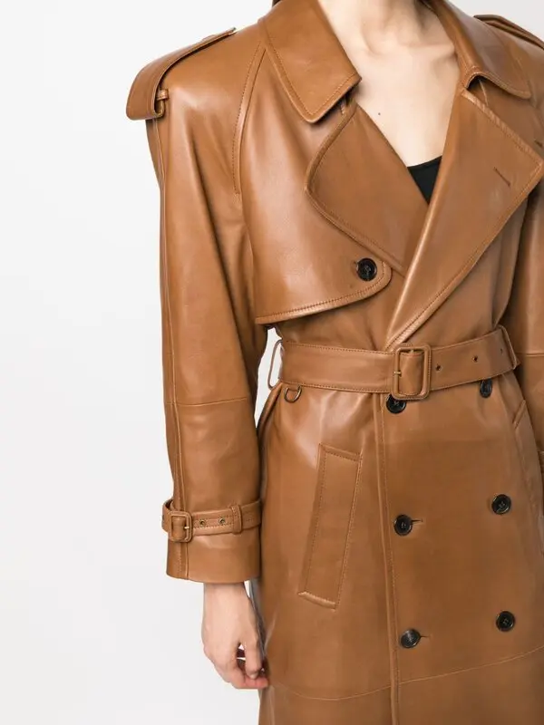 Saint Laurent Long Leather Trench Coat