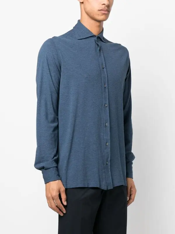 BARBA NAPOLI Long-sleeve Cotton Shirt - Blue