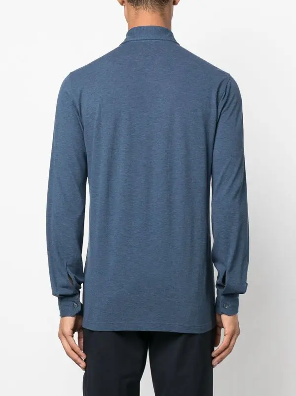 BARBA NAPOLI Long-sleeve Cotton Shirt - Blue
