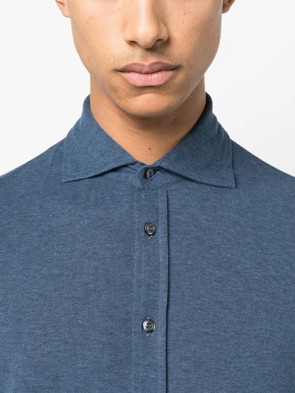 BARBA NAPOLI Long-sleeve Cotton Shirt - Blue