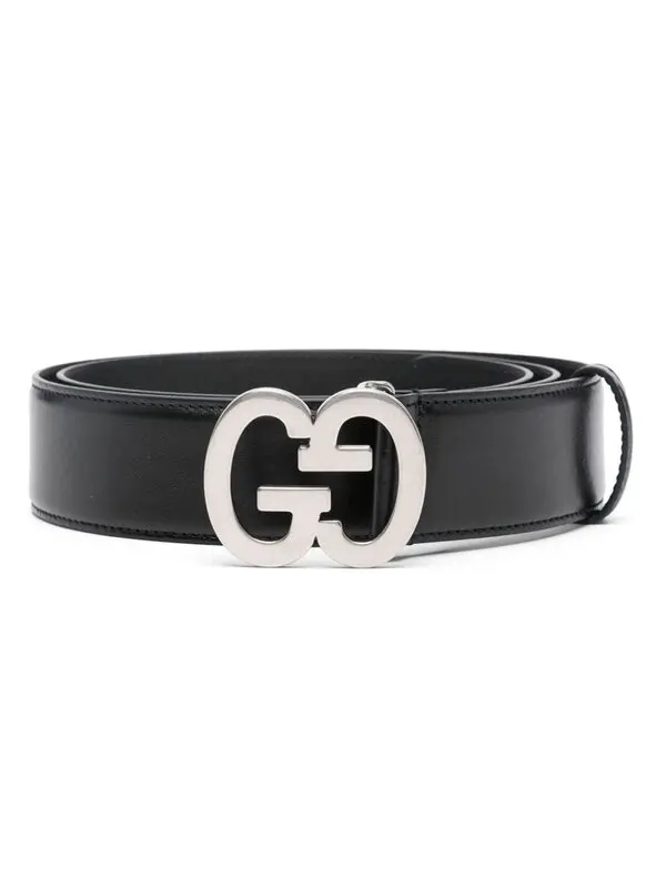 Gucci Logo Buckle Leather Belt - Black