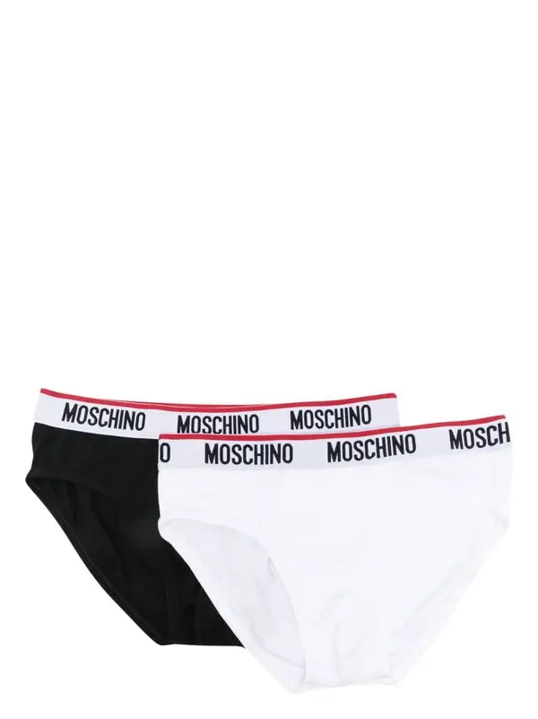Moschino Logo-waistband Briefs - Black