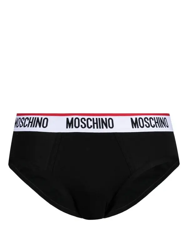 Moschino Logo-waistband Briefs - Black