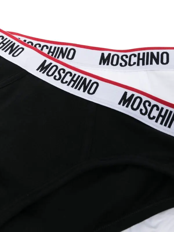 Moschino Logo-waistband Briefs - Black