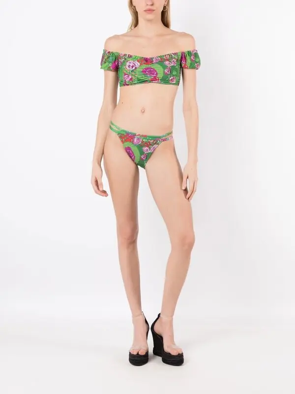 AMIR SLAMA Floral Print Off-shoulder Bikini