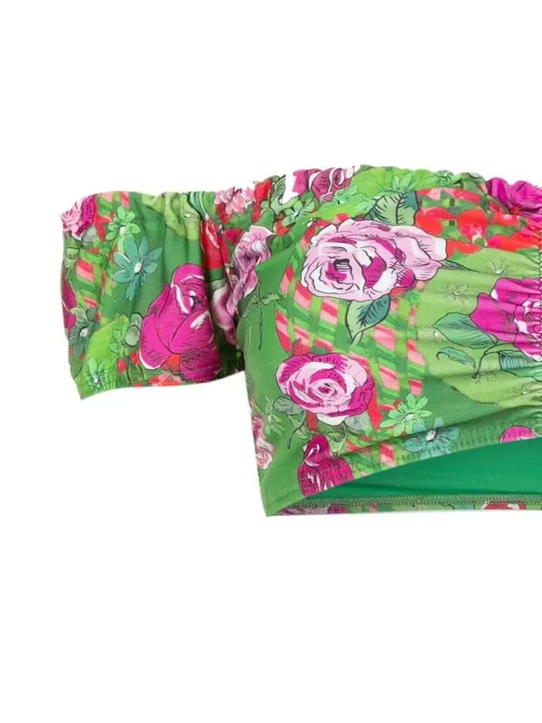 AMIR SLAMA Floral Print Off-shoulder Bikini