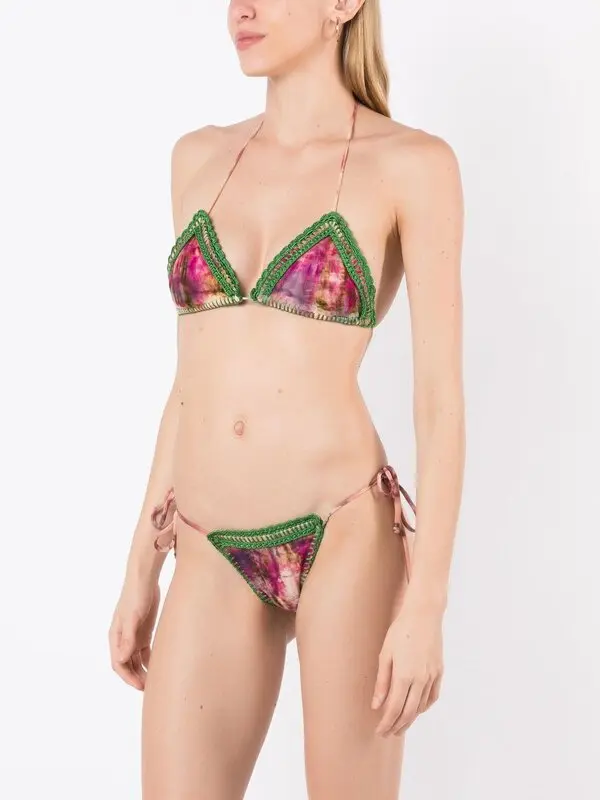 AMIR SLAMA Crochet-detail Tie-dye Triangle Bikini