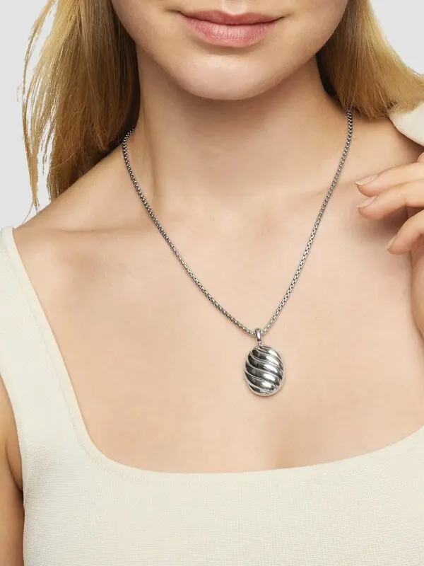 David Yurman Sculpted Cable Locket In Sterling 27mm