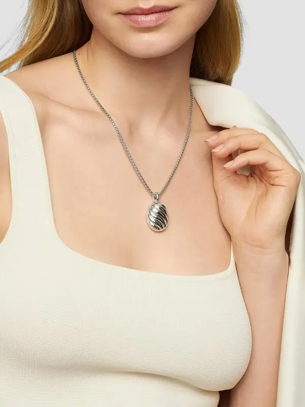 David Yurman Sculpted Cable Locket In Sterling 27mm
