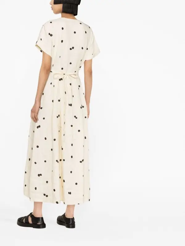 Aspesi Polka Dot-Print Linen Dress In Neutrals - 49% Off | Editorialist