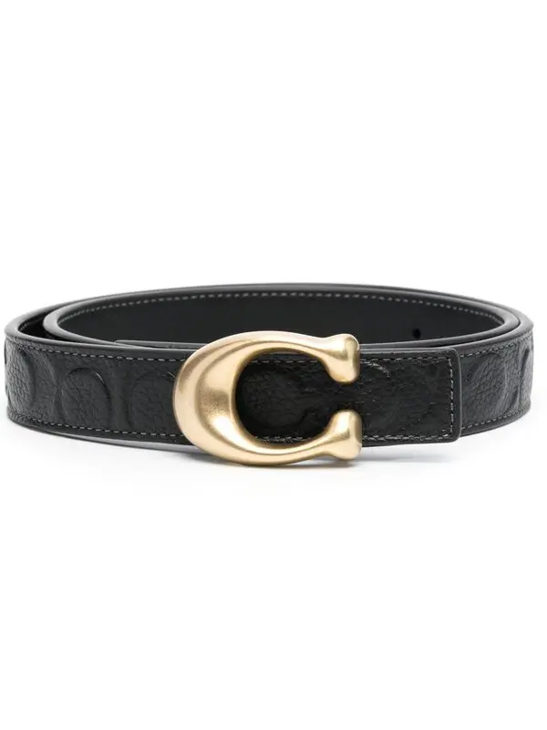 COACH Logo Plaque Buckle Belt - Black