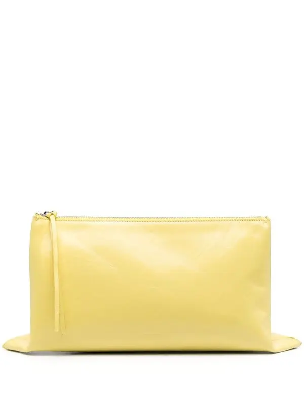 JIL SANDER Debossed Logo Clutch Bag - Yellow