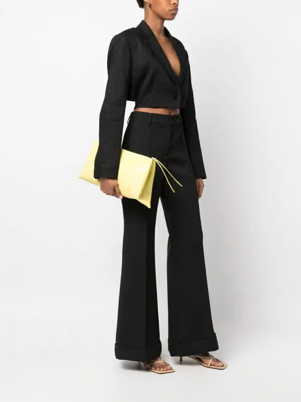 JIL SANDER Debossed Logo Clutch Bag - Yellow