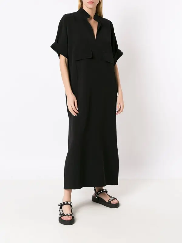 OLYMPIAH Split-neck Shift Dress