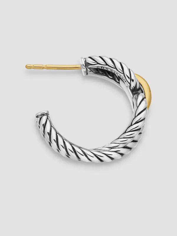 David Yurman Cable Loop Hoop Earrings In Sterling With 18k Yellow Gold, 22mm