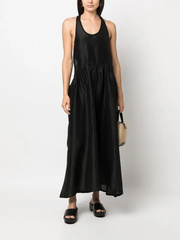 MAURIZIO MYKONOS Racerback Linen-silk Maxi Dress