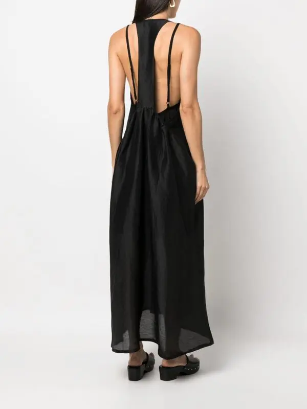 Maurizio Mykonos Racerback Linen-Silk Maxi Dress In Black - 67% Off |  Editorialist
