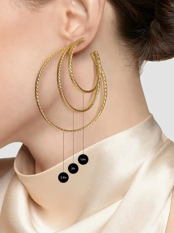 David Yurman Sculpted Cable Hoop Earrings In Sterling - Silver