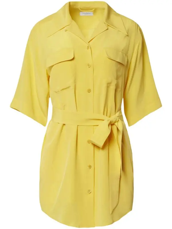 Equipment Short-sleeve Silk Shirt Dress - Yellow