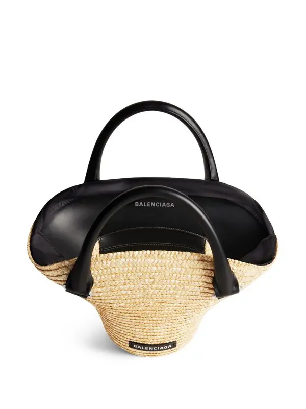 Balenciaga Braided Raffia Mini Tote Bag - Neutrals