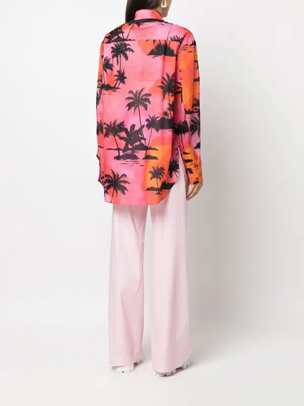 Andamane Oversized Palm-tree Print Shirt