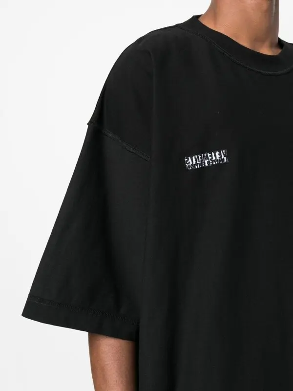 Vetements Inside-Out Logo Cotton T-Shirt In Black - 37% Off