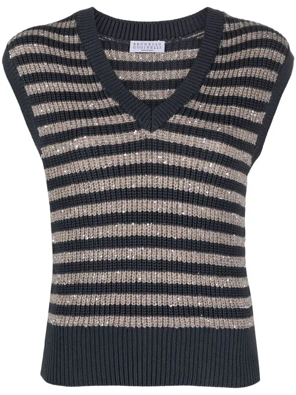 Brunello Cucinelli Horizontal-stripe Knitted Vest