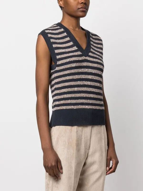 Brunello Cucinelli Horizontal-stripe Knitted Vest